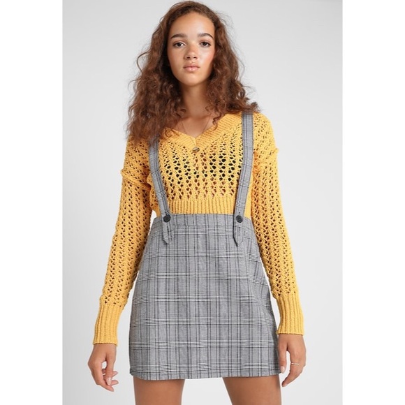 Dresses | Gray Checkered Pinafore Jumper Dress | Poshmark